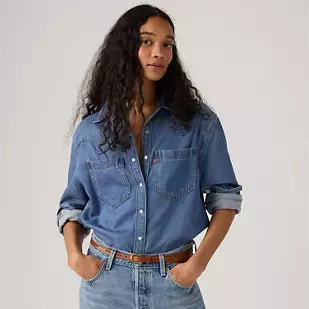 LEVI'S TEODORA WESTERN SHIRT - GOING STEADY MEDIUM WASH 0075 – Work It Out