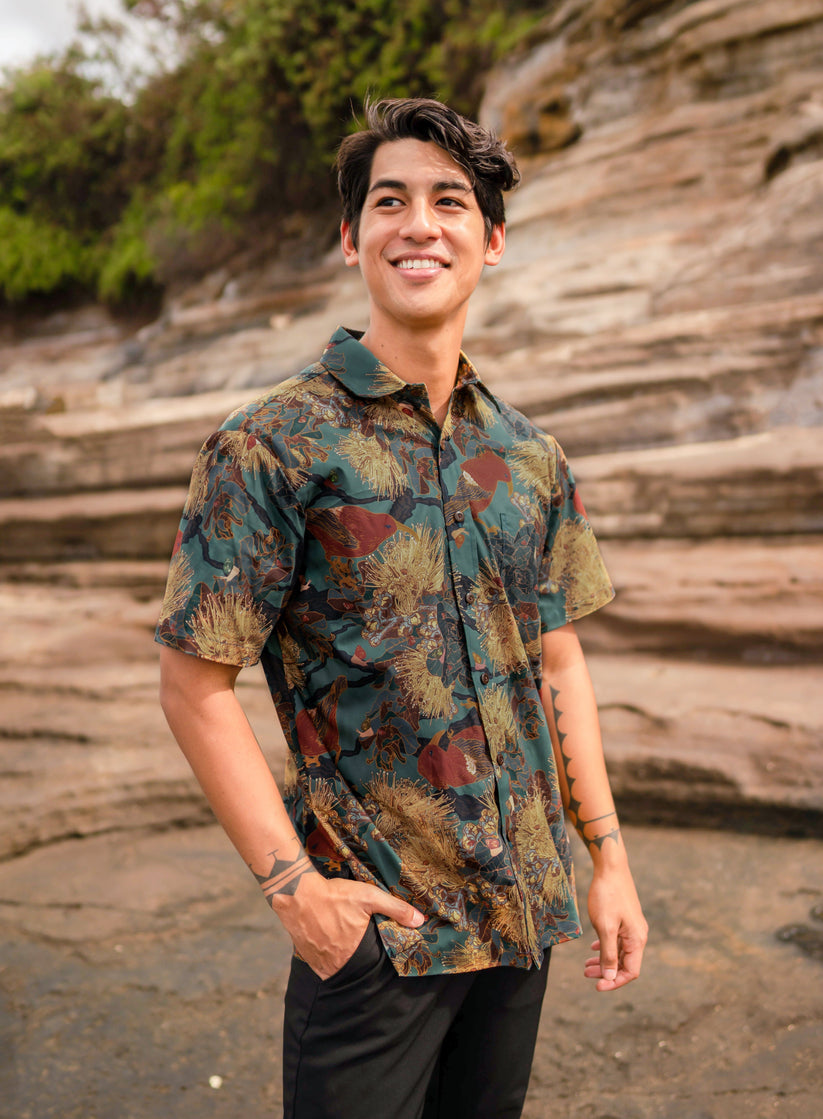 DAVID SHEPARD HAWAII KANIAKAPUPU LEHUA MAMO GREEN ALOHA SHIRT – Work It Out