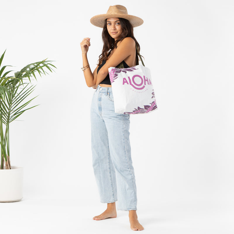 ALOHA COLLECTION REVERSIBLE TOTE / KAUA'I MOKIHANA 23/ BERRY – Work It Out